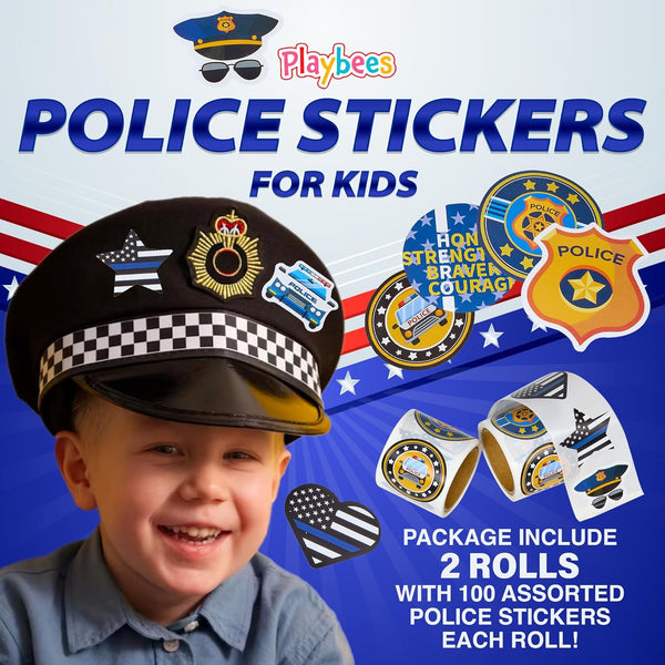 Police Stickers for Kids - 200 Pack of Law Enforcement Themed Designs ...